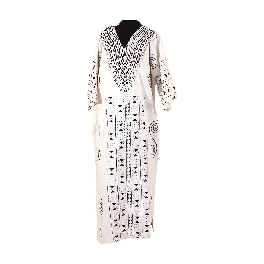Mud Cloth Dress - Dip Collar - Mudcloth Clothing