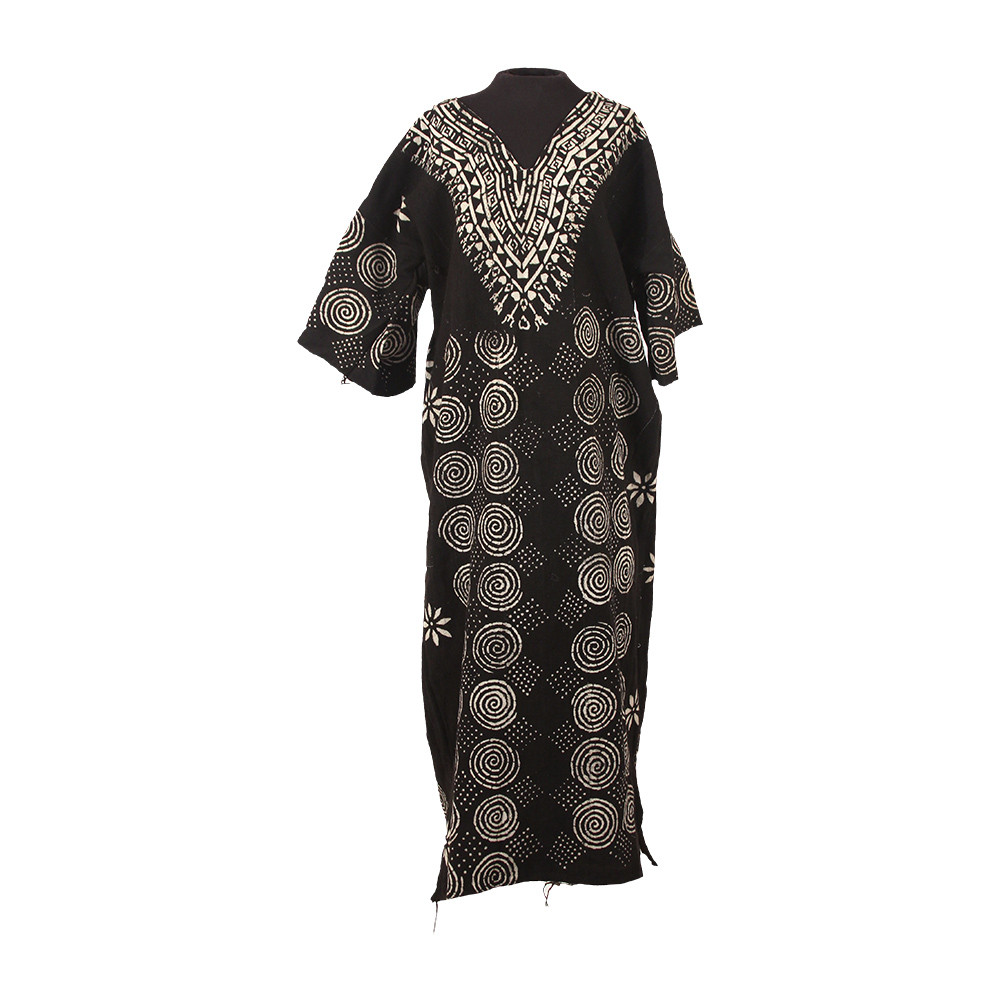 Mud Cloth Dress - Dip Collar - Mudcloth Clothing | Africa Imports