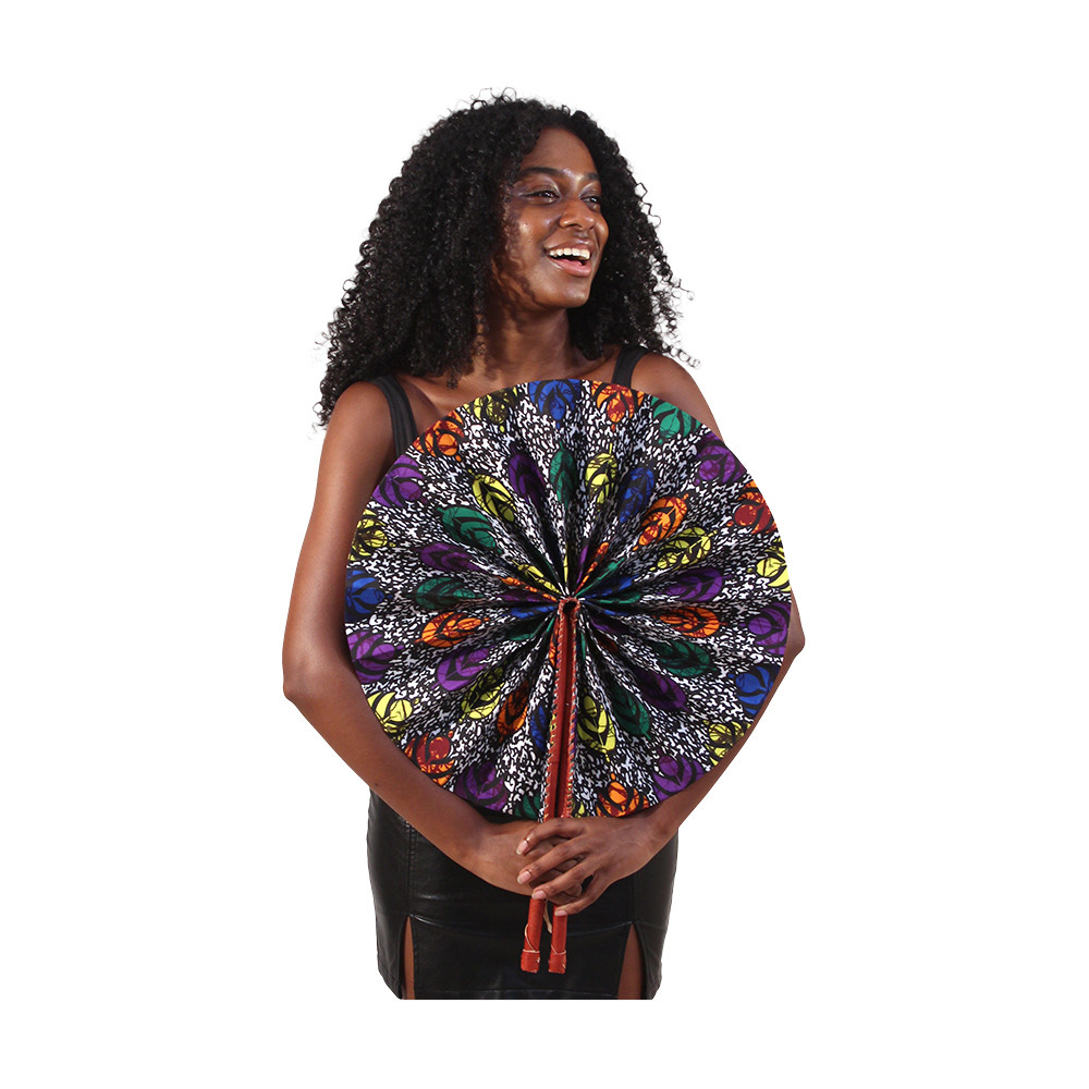 XXL African Folding Fans 17" - Assorted Prints - Africa Imports