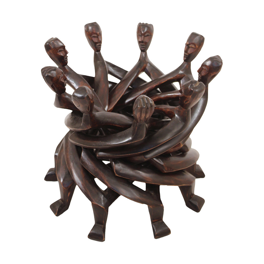 9-Headed Unity Carving - Handmade African Masks & Woodcarvings