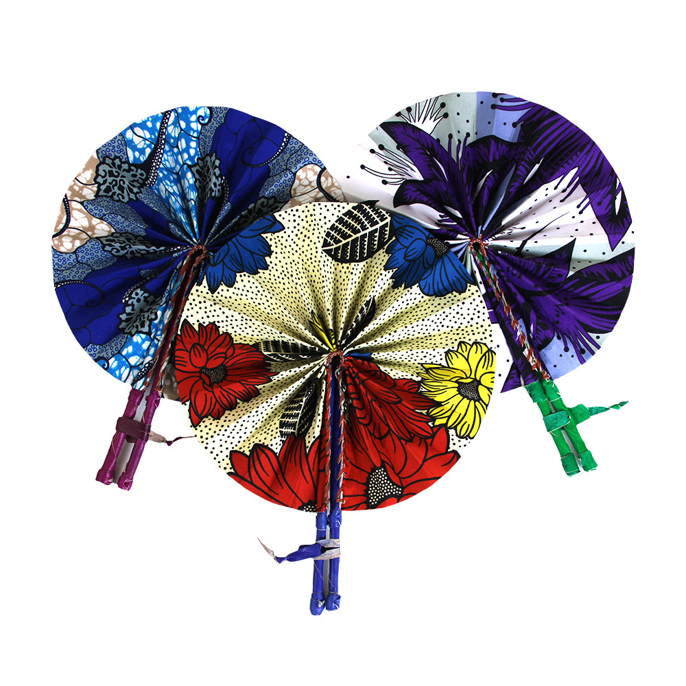 Set Of 12 African Folding Fans - Hand-woven fans | Africa Imports
