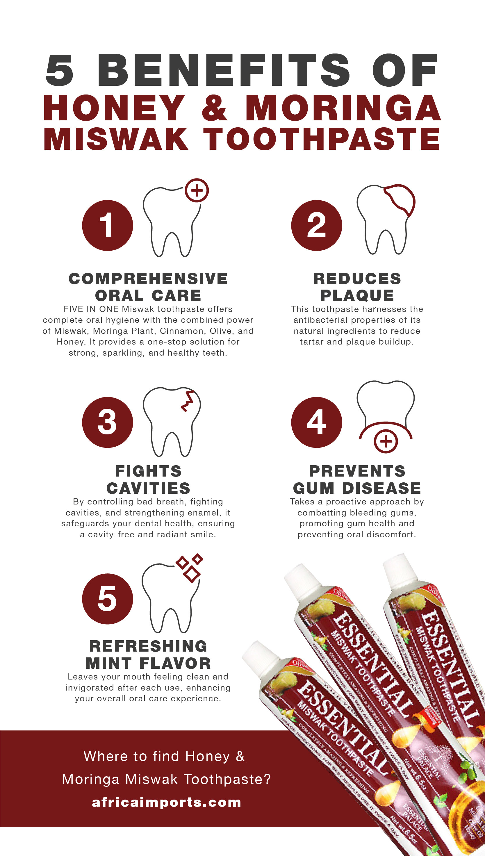 Honey & Moringa Miswak Toothpaste Case72 - Dental Care | Africa Imports