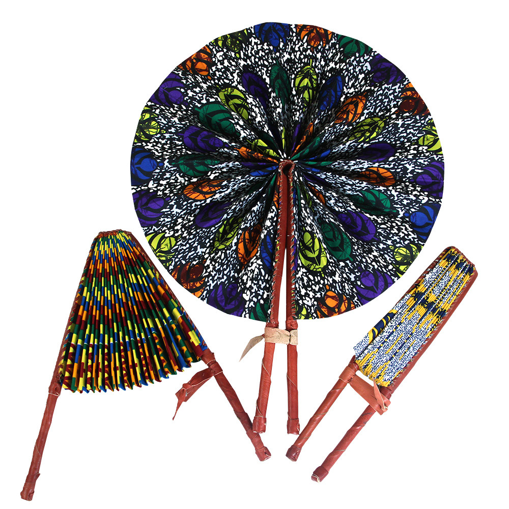XXL African Folding Fans 17" - Assorted Prints - Africa Imports