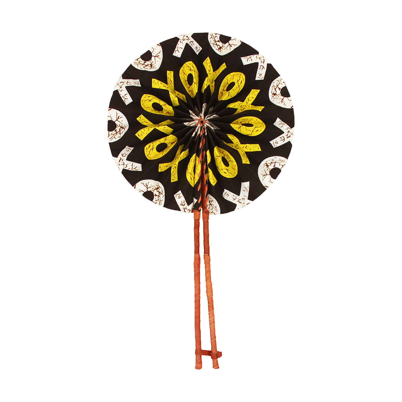 Long Handle African Folding Fans 13" - Assorted Prints - Africa Imports