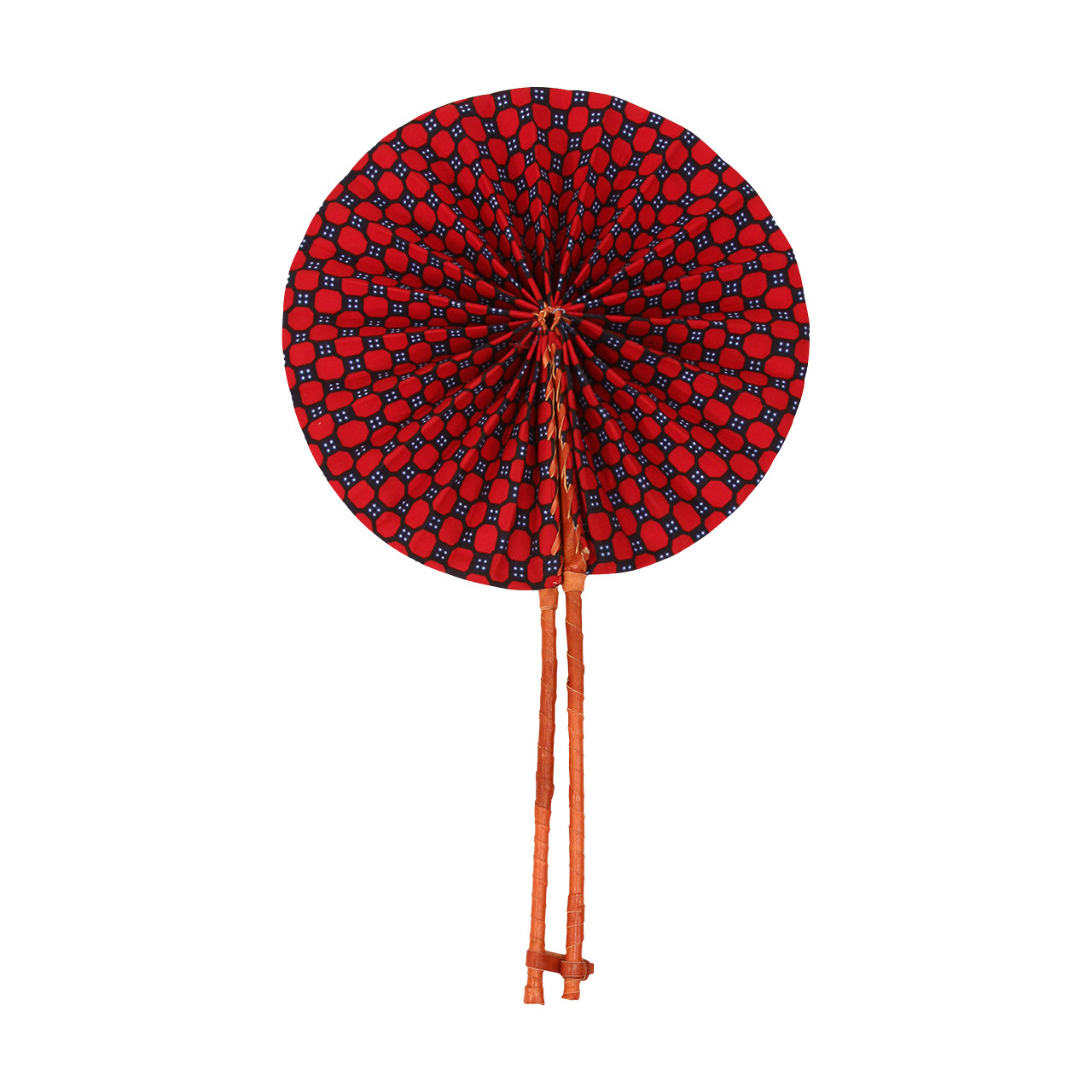 Long Handle African Folding Fans 13" - Assorted Prints - Africa Imports