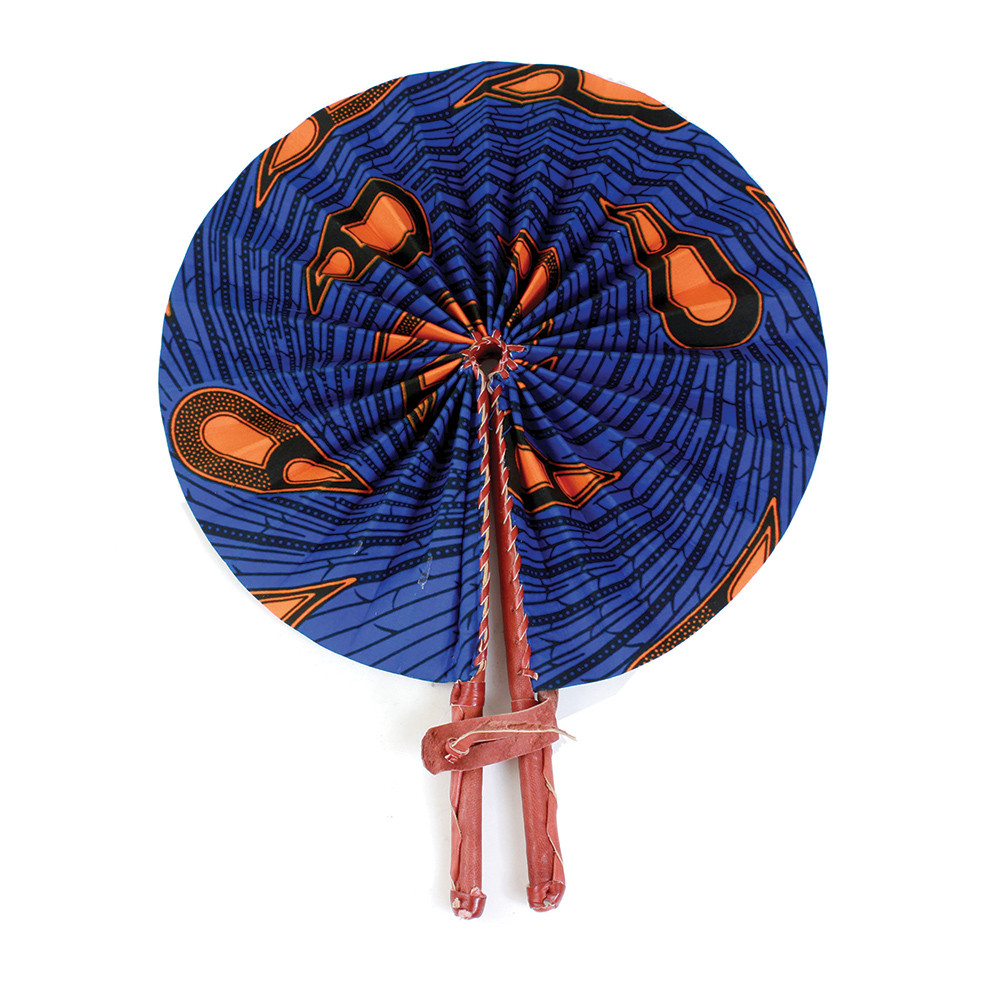 Set Of 12 African Folding Fans - Hand-woven fans