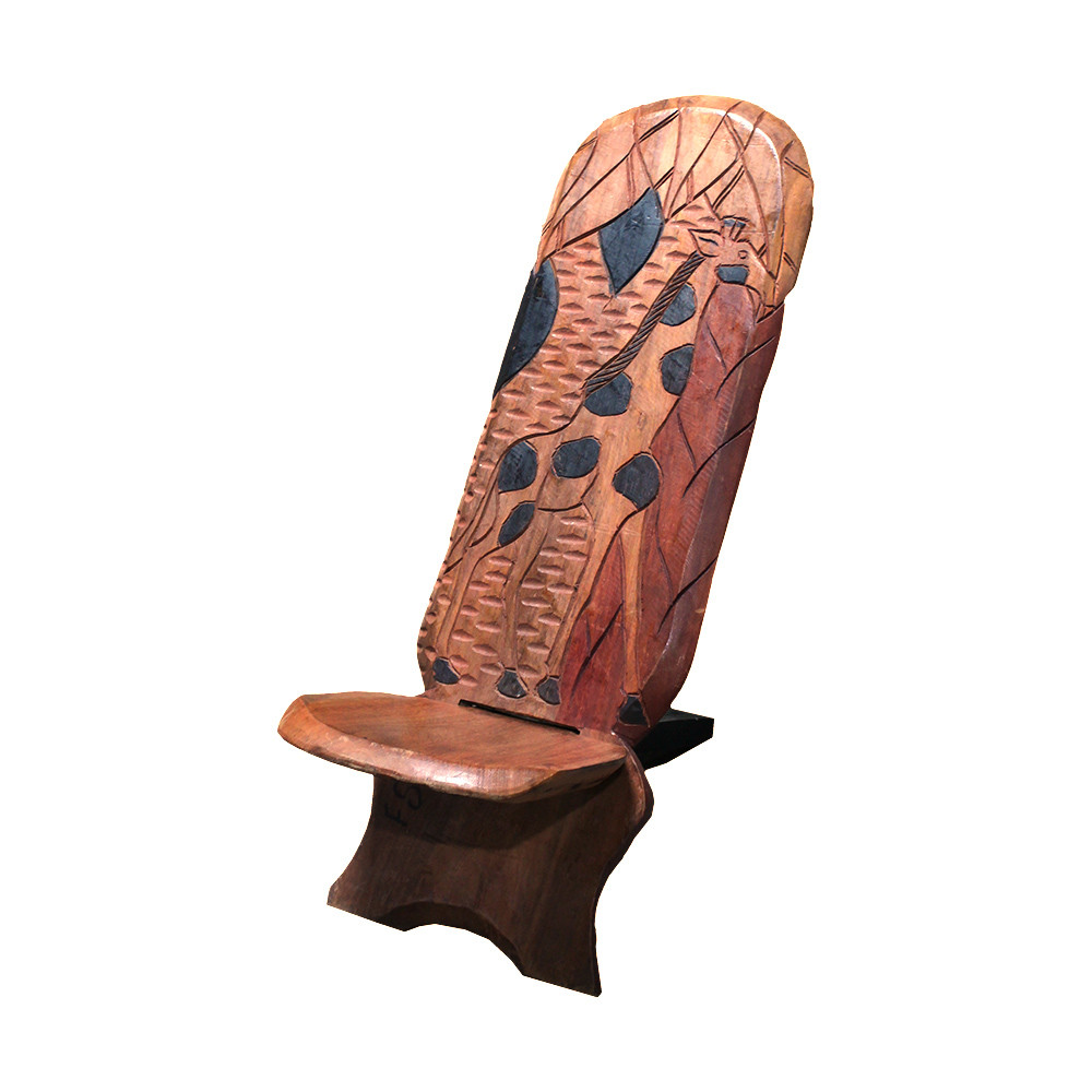 Large Senegalese Wood Carved Chair - Animal Masks & Wood Carvings ...