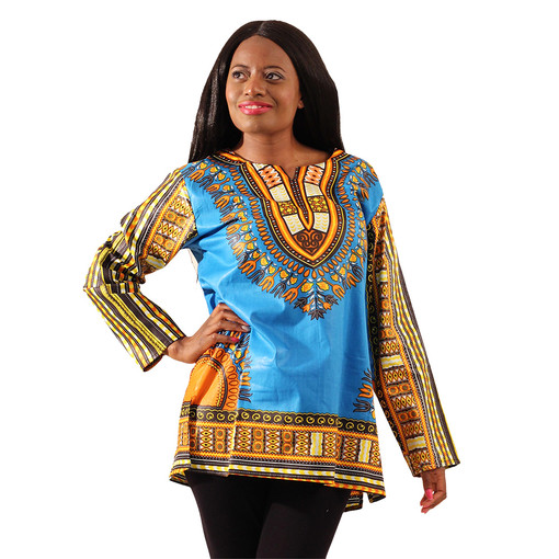 Traditional Print Long-Sleeve Dashiki - Unisex Clothing - African Fashion