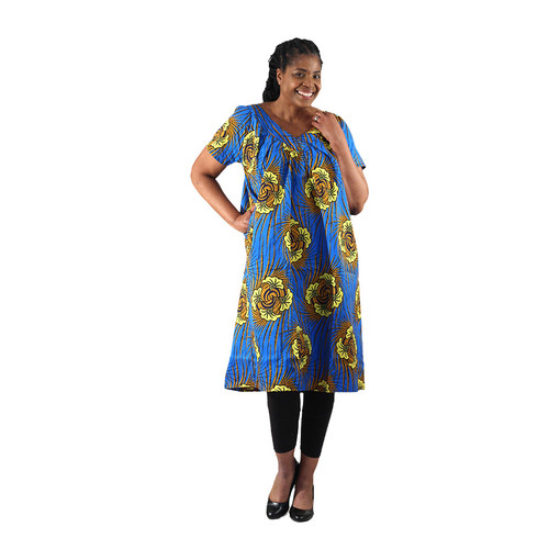 African Print Short Dress W Sleeves Africa Imports