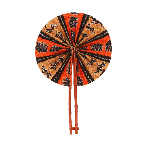 Long Handle African Folding Fans 13" - Assorted Prints - Africa Imports
