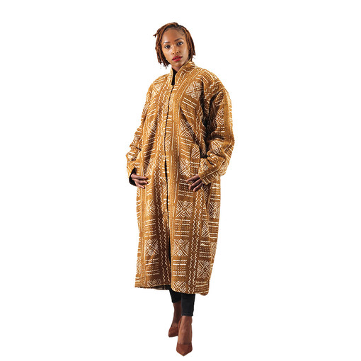 Full-Length Mud Cloth Coat: Alt Collar - Women's Coats & Jackets ...
