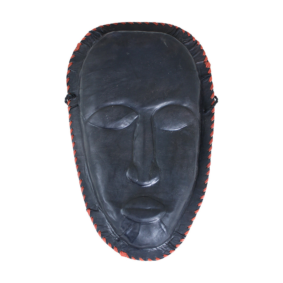 Black Leather Purse - Mask Design XL - Handbags and Tote Bags - African ...