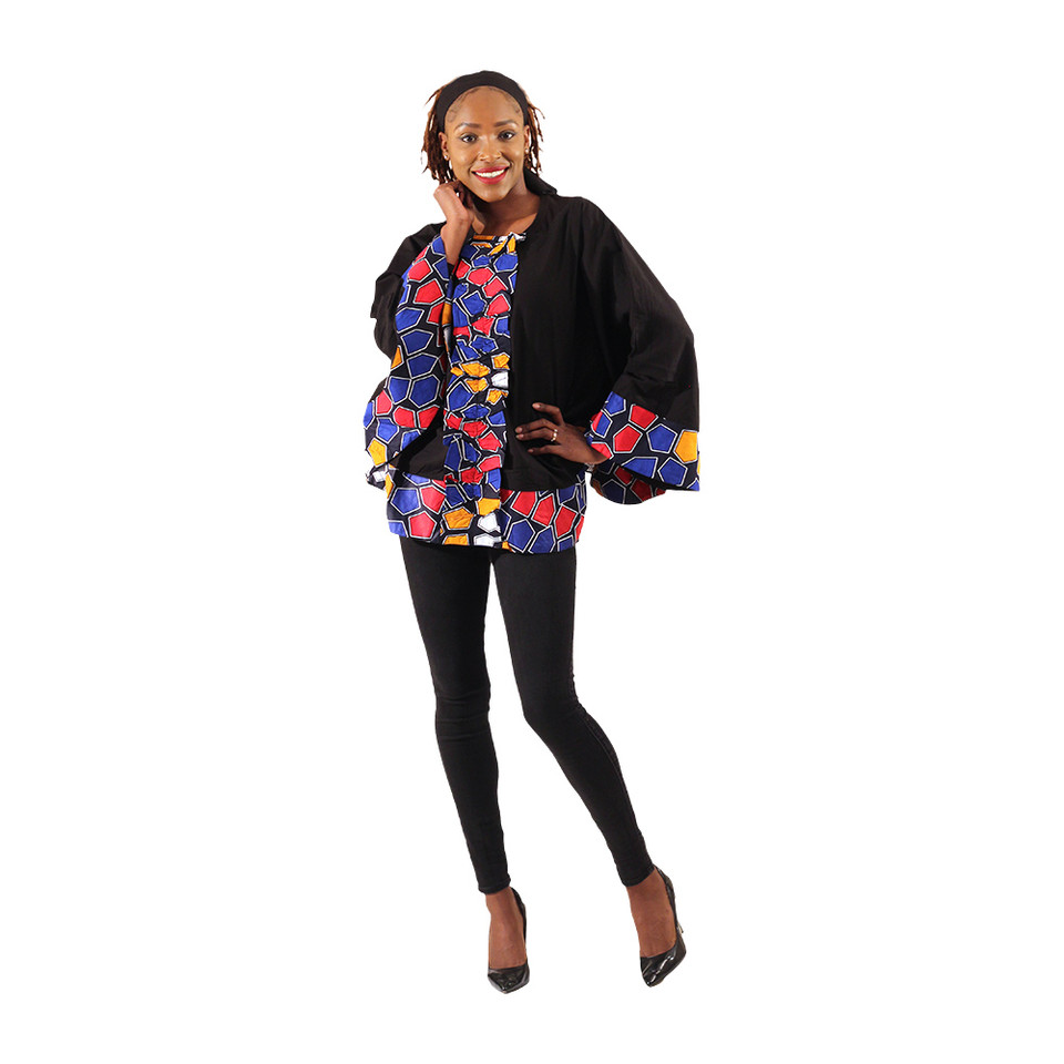 African Print Accent Poncho | Africa Imports