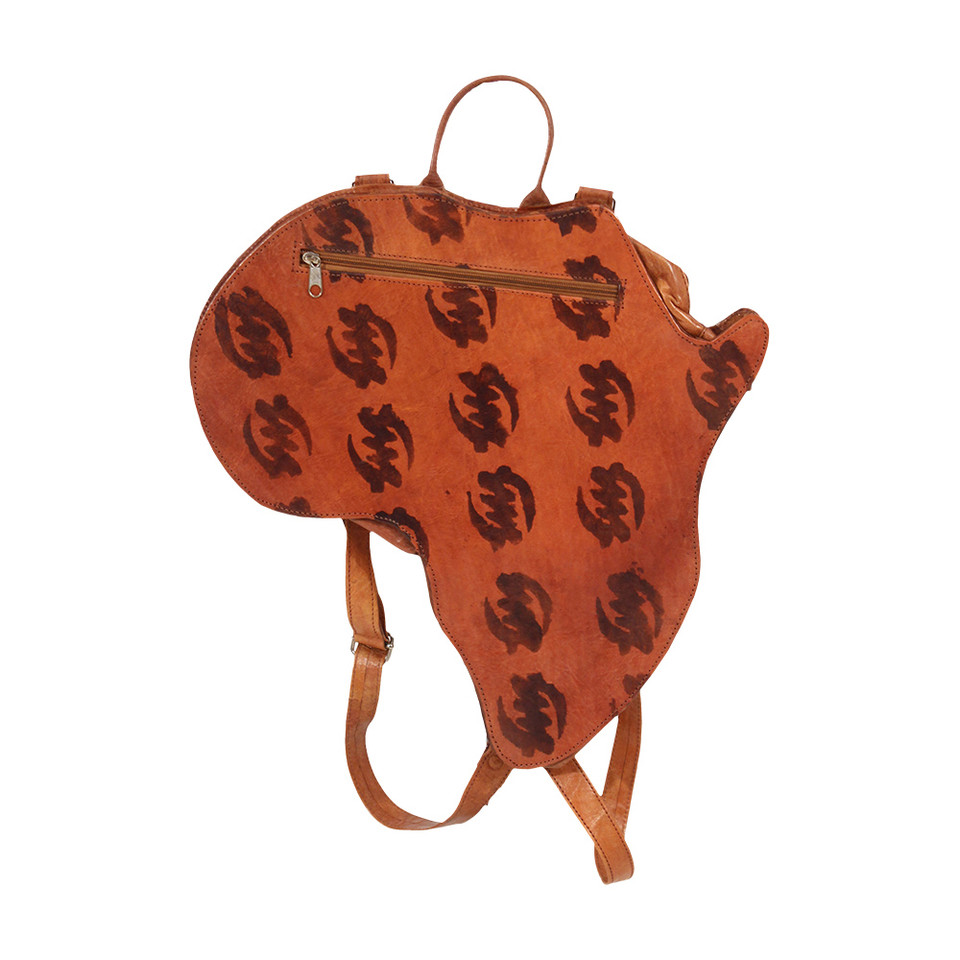 Leather Africa Map Backpack - Africa Imports