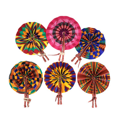 Set Of 6 Mini African Folding Fans - Hand-woven fans | Africa Imports