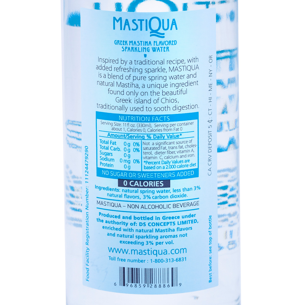 Mastiqua Greek Sparkling Water with Mastiha 330ml Glass Bottle - Titan ...