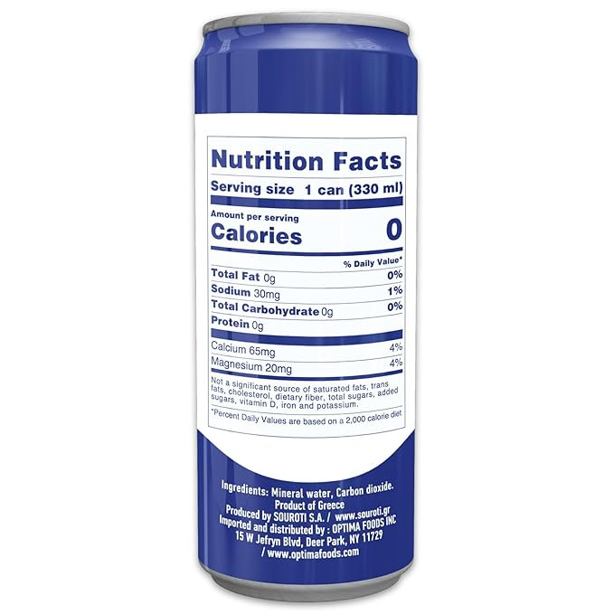 SOUROTI Sparkling Natural Mineral Water 6-Pack of 330ml Tins - Titan Foods