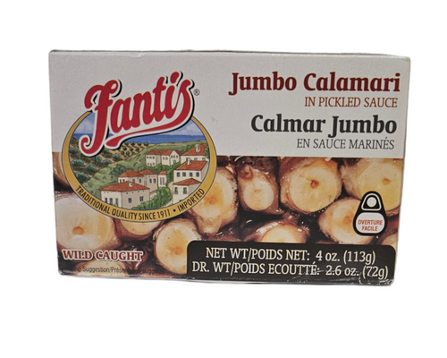 Fantis Jumbo Calamari Sliced in Pickled Sauce 4oz - Titan Foods