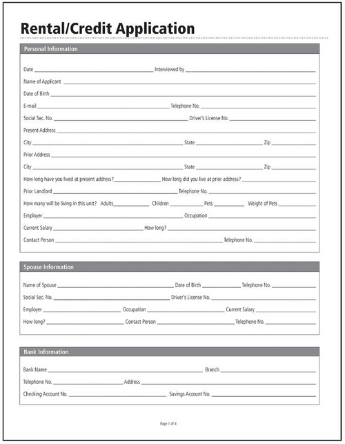 Rental/Credit Application, Forms & Instructions - Fisher Hawaii