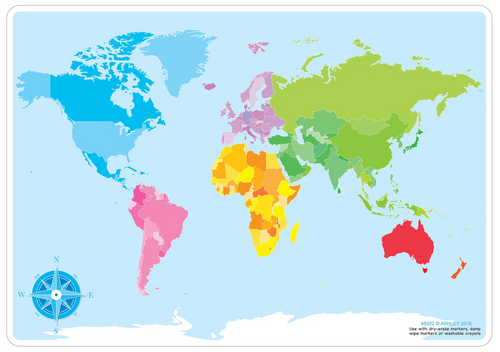 Smart Poly Learning Mat, Basic World Map - Fisher Hawaii