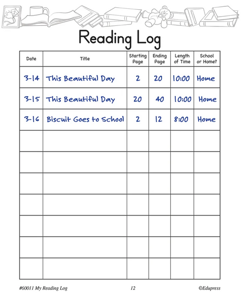 My Own Books: Reading Log, 10 Count - Fisher Hawaii