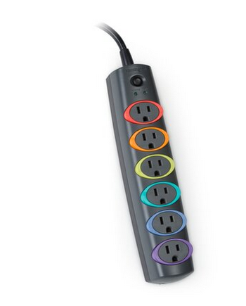SmartSockets Surge Protector, Basic, 6-Outlet, Gray - Fisher Hawaii