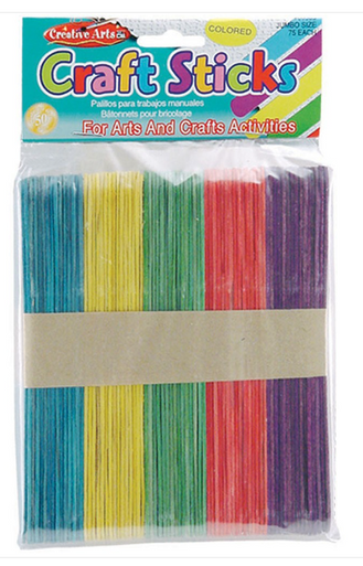 Craft Sticks, Jumbo Size, Assorted Colors, 75 Sticks - Fisher Hawaii