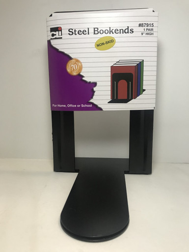 Steel Bookends, Non-Skid, 9", Black - Fisher Hawaii