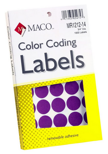 Dot Label, 3/4", Purple, 1000 Labels - Fisher Hawaii