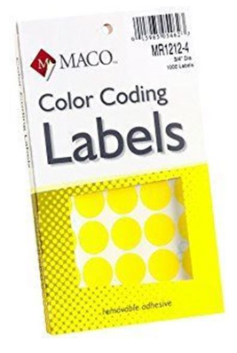 Dot Label, 3/4", Yellow, 1000 Labels - Fisher Hawaii