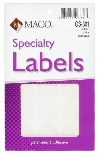 Wafer Mailing Seals, 1-1/2", Clear, 320 Labels - Fisher Hawaii