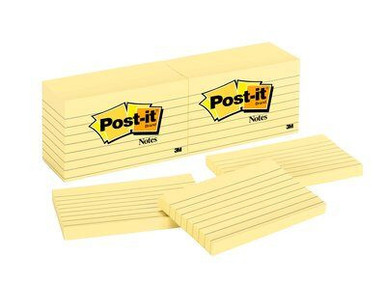 Post-it Notes, 3"x5", Lined, Canary Yellow - Fisher Hawaii