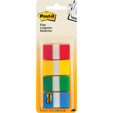 Post-it Flags, .94"x 1.7", Red, Yellow, Blue, Green - Fisher Hawaii