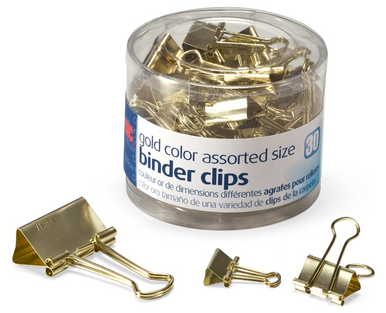 Assorted Size Binder Clips, Gold, 30 Count - Fisher Hawaii