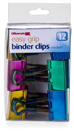 Binder Clips, Medium, Assorted Metallic Colors, 12 Clips - Fisher Hawaii
