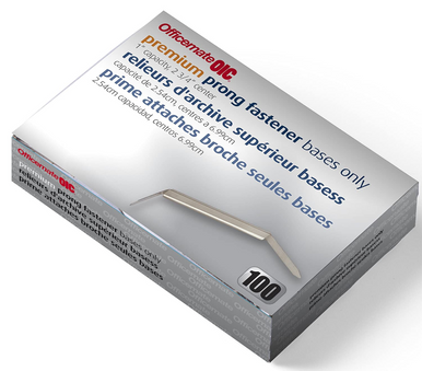 Premium Prong Fasteners, 1" Capacity, Silver, Base Only, 100 Bases ...