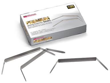 Premium Prong Fasteners, 2" Capacity, Silver, Base Only, 100 Bases ...