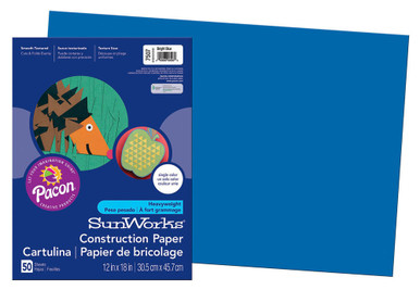 12"x18" SunWorks Construction Paper, Bright Blue (50ct.) - Fisher Hawaii
