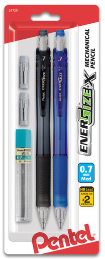 EnerGize-X Mechanical Pencil, 0.7mm, Assorted Barrel Colors, 2 Pencils ...
