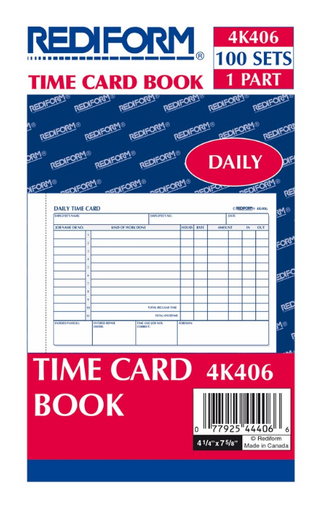 Time Card Pad, Daily, 4-1/4" x 7" - Fisher Hawaii
