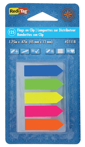 Transparent Arrow Page Flags, 1-3/4in. x 15/32in., Assorted Colors, 125 ...