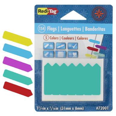 Arrow Page Flags, 1-1/4" x 5/16", Assorted Colors, 154 Flags - Fisher ...