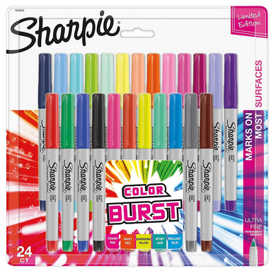 Permanent Markers, Color Burst, Ultra Fine Point, Assorted Colors, 24 ...
