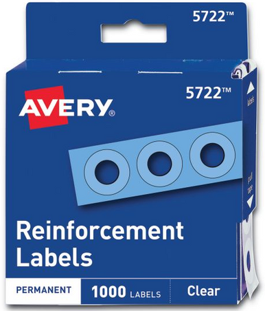 Reinforcement Labels, 1/4" Diameter, Clear, Permanent, 1000 ...