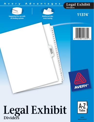 Legal Dividers, 8-1/2" x 11" Pre-printed A-Z & Table of Contents Tabs ...