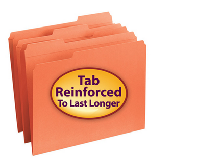 File Folders, Letter Size, Orange, 1/3 Cut Tab, Box (100 Folders ...