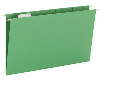 Hanging File Folders, Legal Size, Green, 1/5 Cut Tab, Box