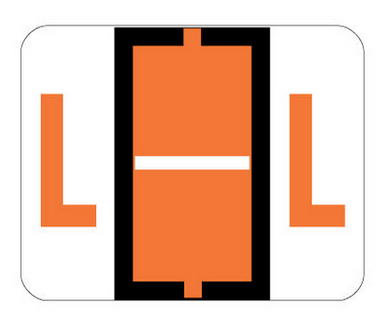 End Tab Filing Labels, 1" x 1-1/4", Orange, (Letter) L, 500 Labels