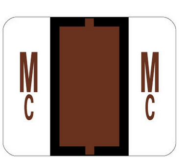 End Tab Filing Labels, 1" x 1-1/4", Brown, (Letters) Mc, 500 Labels