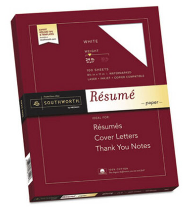 Cotton Resume Paper, 24 lb., 8-1/2"x11", 100 Sheets, White - Fisher Hawaii